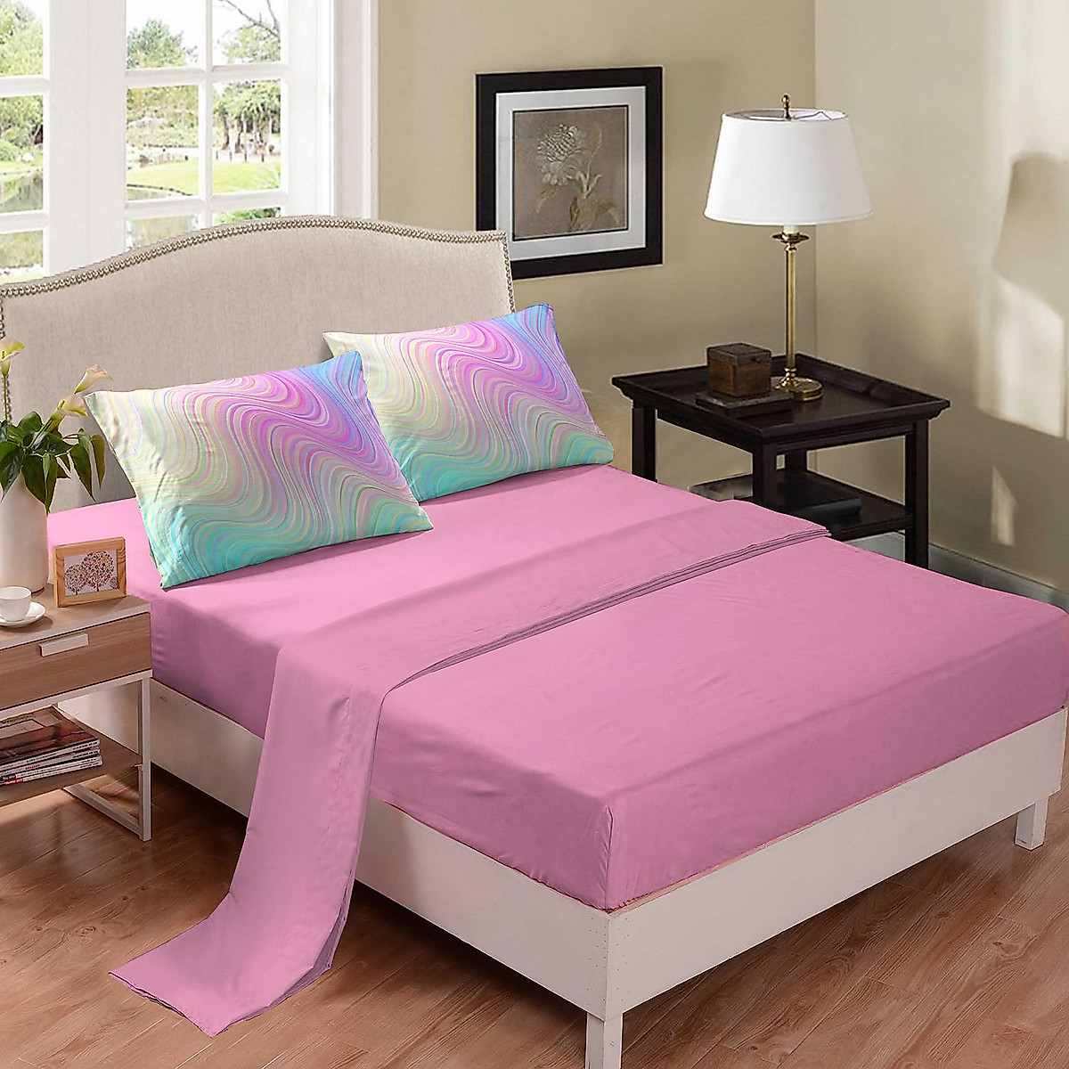 Bodhi Girls Full Comforter Sets with Sheets,Pink Bedding Sets Full,Bed in A Bag Full Comforter Sets,Kids Bedding Set for Girls Full(1 Comforter, 1 Flat Sheet, 1 Fitted Sheet, 2 Pillowcases)