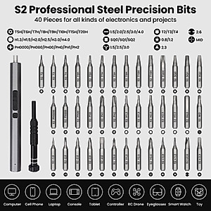 SHARDEN Mini Electric Screwdriver 3.7V Electric Precision Screwdriver Set, 52 in 1 Mini Power Screwdriver Cordless, S2 Steel Magnetic Electronic Repair Tool for PC Computer Laptop Phone Watch Jeweler