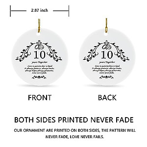 OWTTWO 10th Anniversary Wedding Gift,10th Anniversary Ornament for Couple,Husband,Wife,Him,Her
