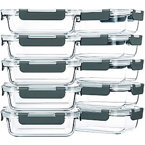 M MCIRCO [10-Pack,22 Oz Glass Meal Prep Containers,Glass Food Storage Containers with lids,Glass Lunch Containers,Microwave, Oven, Freezer and Dishwasher (22 Oz)