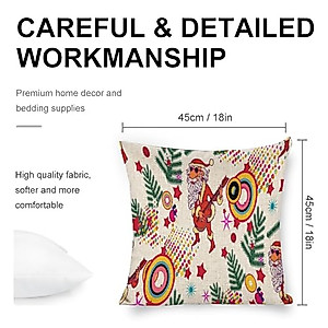 Christmas Santa-rocker Tree Throw Pillow Covers 18×18 Pillowcases Set of 2 Xmas Funny Linen Decorative Square Pillow Case Cushion Covers Standard Size for Sofa Couch Outdoor Bed Pillow Protectors
