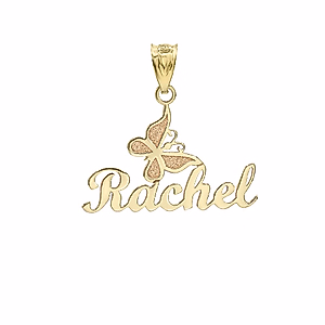 Certified 14k Yellow Gold Personalized Name Butterfly Pendant Custom Made Any Name