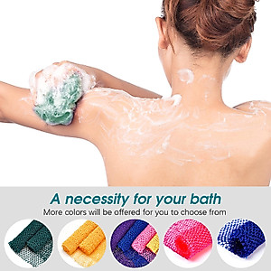 African Net Bath Sponge Long Exfoliating Body Scrubber Net Dual Sided Nylon Bath Towel Back Scrubber Skin Smoother for Women and Men Showering, Massaging, and Stocking Stuffer (Nurse Green)