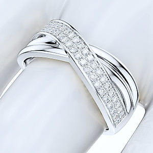 PRSTANI Sterling Silver 7.6mm Wide Unisex CrissCorss Two Rows Simulated Round Brilliant Diamonds Wedding Band Fashion Ring (4.5)