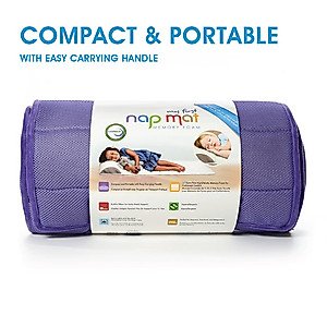 My First - Toddler Nap Mat, Memory Foam Sleeping Mat with a Removable Pillow, Portable and Compact, ‎21 x 9.5 x 1 inch, Purple, Pack of 1