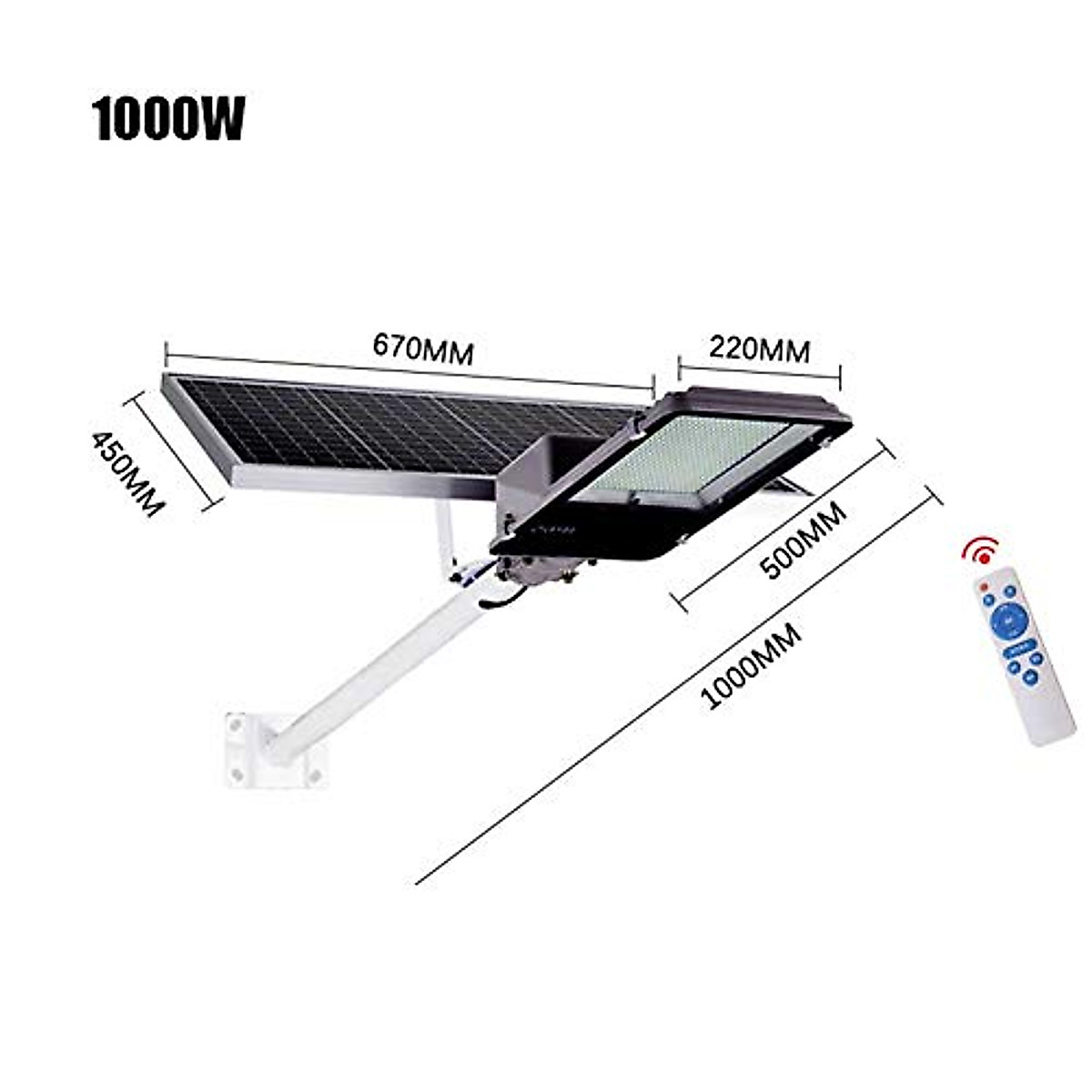 XLB-TYNFD New Solar Street Lights 2000W LED Solar Powered Street Light Commercial Outdoor Light Dusk to Dawn Solar Light with Remote IP67 Waterproof Super Bright for Parking Lot, Pathway, Street