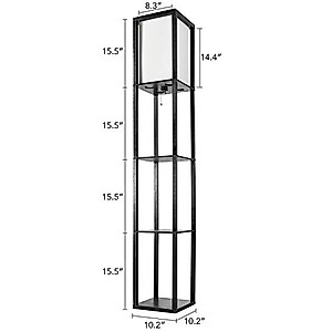 VONLUCE Shelf Floor Lamp, Etagere Lamp with Shelves, Standing Lamp with 3 Wood Display Storage Shelves for Bedroom Bedside Corner Living Room, Simple Modern Floor Lights with LED Bulb