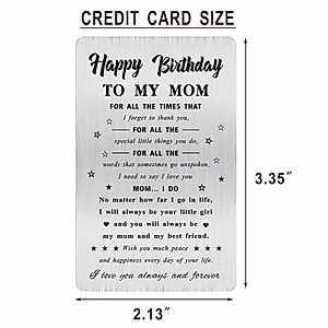 Alotozo Happy Birthday Mom Card - Birthday Gifts for Mom - to My Mom Bday Engraved Wallet Card Inserts
