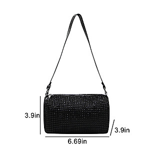 RARITYUS Women Crystals Sparkling Glitter Evening Clutch Handbag Mini Top Handle Purse with Chain for Party Wedding Prom