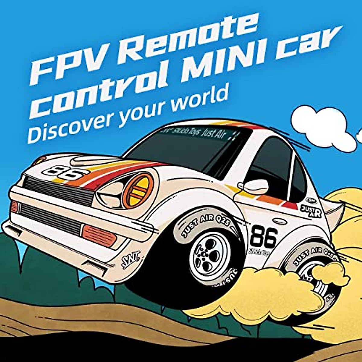 Sniclo‘Toys RC Car Q25 Remote Control Car with HD FPV Camera and FPV Goggles, 1/100 Scale Mini FPV RC Car, High Performance RC Cars for Adults 2.4 GHz RC Drift Car for Adult Boys Kids (Yellow)