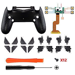 eXtremeRate Textured Black Dawn Programable Remap Kit for PS4 Controller with Upgrade Board & Redesigned Back Shell & 4 Back Buttons - Compatible with JDM-040/050/055 - Controller NOT Included
