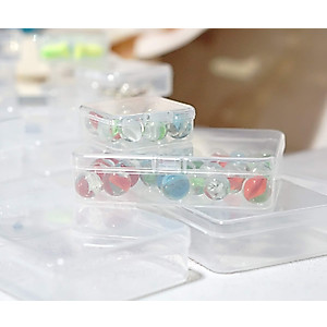 Kingrol 32 Pack Mini Clear Plastic Storage Containers with Lids, 3 Size Empty Hinged Boxes for Beads, Jewelry, Tools, Craft Supplies