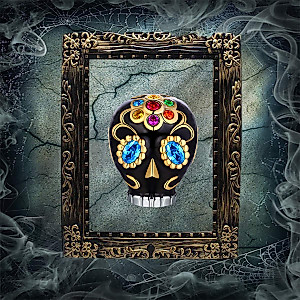 FOREVER QUEEN Skull Charms fit Charms Bracelets, 925 Sterling Silver Sunflower Dia De Los Muertos Bead Multicolor CZ Charm for European Bracelets& Necklace, Best Halloween Gifts for Women
