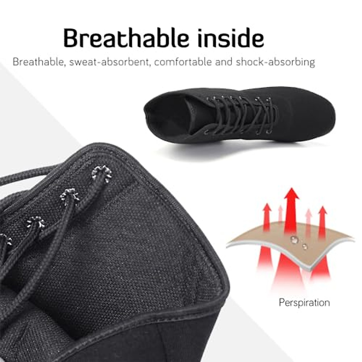 JUODVMP Women & Men Latin Ballroom Dance Shoes Practice with Lace-up Teaching Modern Salsa Dancing Boots High-top Suede Full Sole 5cm,8 US