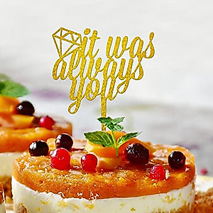 It Was AlwaysYou Personalised Engagement Wedding Caketopper Bride To Be Wedding Party Decorations Mr & Mrs Silhouette Wedding Gifts Gold