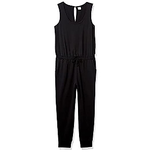 Amazon Essentials Women's Studio Terry Fleece Jumpsuit (Available in Plus Size), Black, Medium