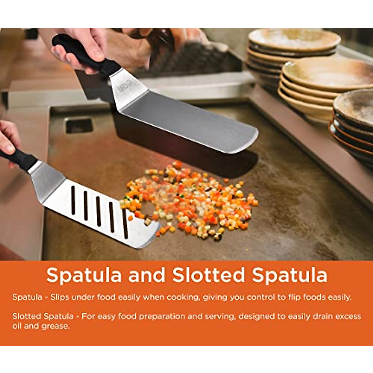 Commercial Chef Blackstone Griddle Accessories Kit - Flat Top Grill Accessories Set - Blackstone Accessories for Griddle Tools - Hibachi Grill Accessories - Traeger and Weber Griddle Spatula Set - 9PC