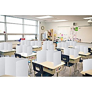 20Pcs 14 x 17.5 x 14 Inch Plastic Privacy Boards for Student Desks Boards Durable and Waterproof Folders Shields Test Desk Dividers Classroom Privacy Boards for School Study Teacher Supplies(White)