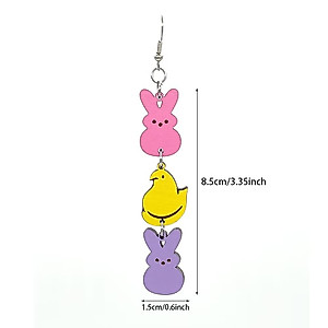 twinkle eye Personalized Cute Rabbit Chicken Earrings Easter Gift Three Piece Hanging Wooden Earrings Drop Dangle Earrings for Women Jewelry