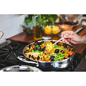 Sardel 4QT Saute Pan - Made in Italy, Stainless Steel Deep Frying Pan for Sauteeing, Non Stick, Lightweight, Sturdy Heat Resistant Handle, Induction Compatible & Oven Safe