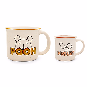 Disney Winnie the Pooh and Piglet Ceramic Camper Mugs | Set of 2