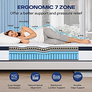 FLEXPEDIC 10" Queen Mattress, Memory Foam Hybrid Mattress with Space Cotton for Tight Sleep, Medium-Firm Cooling Mattress with Stronger Support, Motion Isolation &Pressure Relief