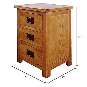 KendyOak 3 Drawers Rustic Bed Side Tables Wholesale Storage Modern Simple Nightstands Furniture Vendors 12.6x16.54x22.05 Inches