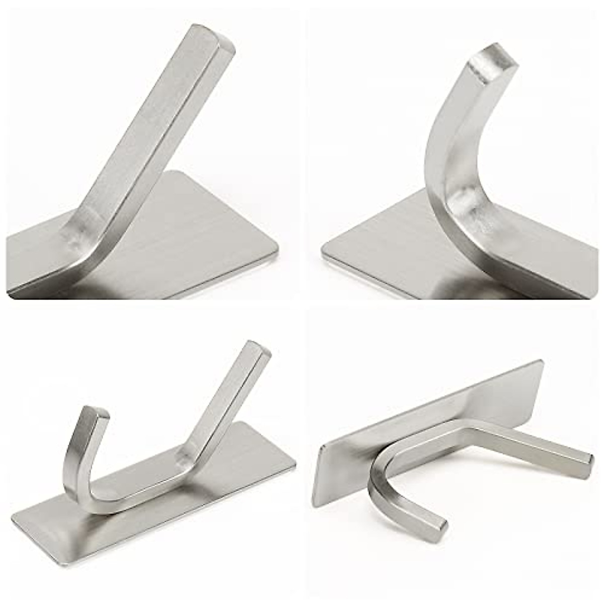 NearMoon Adhesive Hooks, Stainless Steel Bath Towel Holders No Drilling Rustproof Wall Hooks for Coat Bag Key Hat, Stick on Wall Robe Hangers for Bathroom Livingroom Kitchen, 5 Pack (Brushed Nickel)