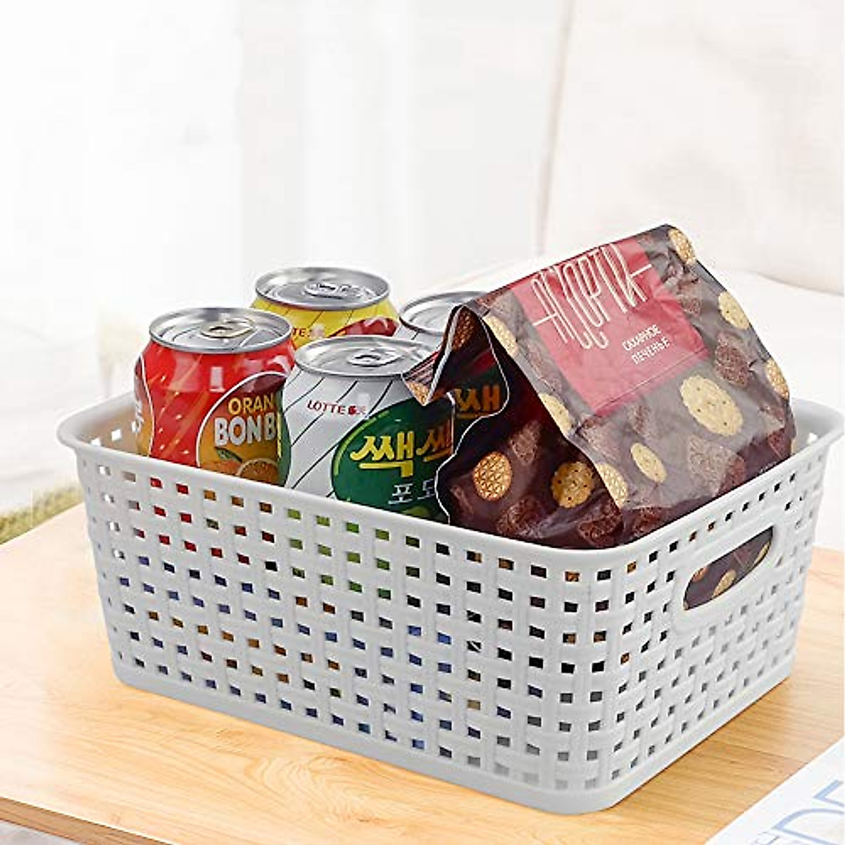 Farmoon White Plastic Basket, Small Storage Baskets, 6 Packs