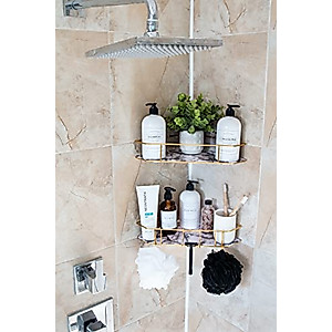 LuxeCaddy Shower Caddy , Corner Shower Caddy ,Shower Organizer, Shower Shelves Inserts for Bathroom Organization, Gold