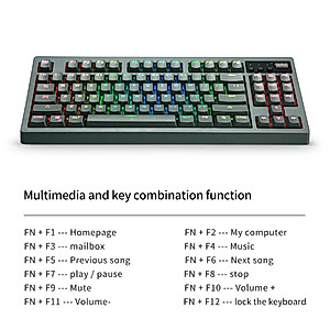 ZJFKSDYX MK87 Wireless Mechanical Gaming Keyboard and Mouse, RGB Backlit Rechargeable 3600mAh Battery, Mechanical Switch Anti-ghosting Keyboard + 7D 3200DPI Mice for PC Gamer (Blue Switch, Silver).