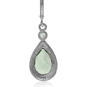 Silvershake 12x8mm Natural Pear Shape Green Amethyst and White Topaz 925 Sterling Silver Drop Leverback Earrings