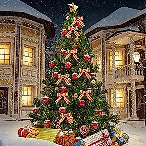 2 Inch 6.5 Yards Thanksgiving Christmas Buffalo Plaid Ribbons Rolls Wired Edge Gingham Ribbon for Crafts Bow Making Floral Wreath Garland Supplies(Orange and White)