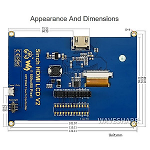 5 inch 800480 Resistive Touch Screen HDMI interface Raspbian LCD compatible with Raspberry Pi (Pi 2 3) Model B B+ A+ Video Photo Display System Module @XYGStudy