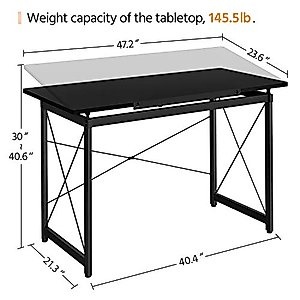 Yaheetech 47"x 24" Drafting Table Drawing/Crafting Table/Desk Art Desk for Artists Tilting Tabletop Basic Drawing Painting Writing Station Studying Desk with Adjustable Tabletop & Pencil Ledge Black