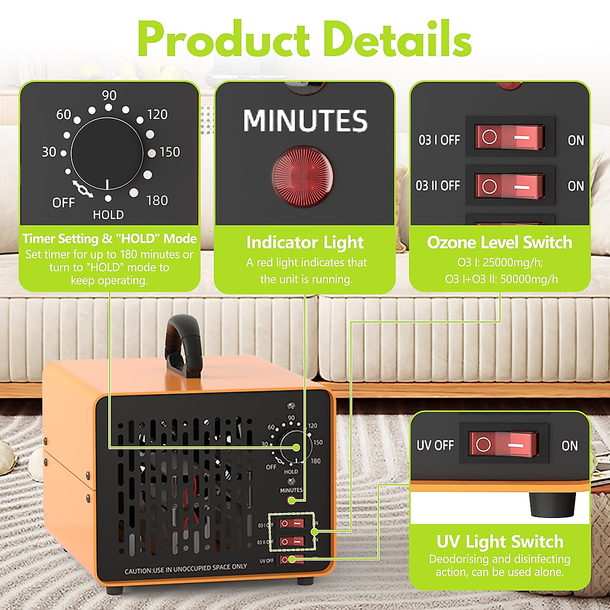 Upgraded Ozone Machine 50,000mg/h Powerful Ozone Generator Odor Removal for Industrial Commercial