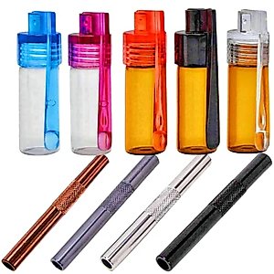 Reusable drinking straws Aluminum alloy straw Aluminum alloy environment-friendly short straw Portable Dispenser vial （9 pack）
