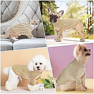 Vehomy Dog Turtleneck Sweater Dog Pullover Sweater for Small Medium Dogs Pet Knitwear Clothes Dog Knitted Sweater Outfit Puppy Dog Cat Warm Shirt Clothes S