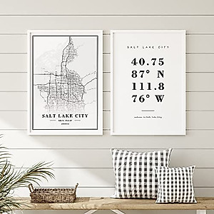 Dear Mapper Salt Lake City United States View Abstract Road Modern Map Art Minimalist Painting Black and White Canvas Line Art Print Poster Art Print Poster Home Decor (Set of 3 Unframed) (12x16inch)