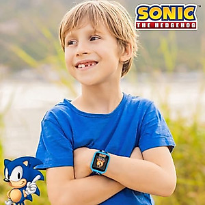 Accutime Kids SEGA Sonic The Hedgehog Blue Educational Touchscreen Smart Watch Toy for Boys, Girls, Toddlers - Selfie Cam, Learning Games, Alarm, Calculator, Pedometer (Model: SNC4141AZ)