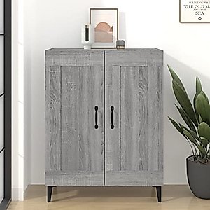 Natulvd Kitchen Sideboard Buffet Cabinet with Double Doors & Metal Legs, Industrial Medical Cupboard Console Table Coffee Bar Cabinet for Entryway, Living Room - Gray