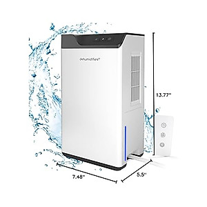 Dehumidifier for Home with Drain Hose, 68OZ Water Tank, Dual Semiconductor, Auto Shut off, Auto Defrost,Portable Dehumidifier for Bedroom, Bathroom, RV, Basement, Closet