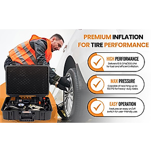 EZ FLATE C.A.S.E. 12 Volt Air Compressor Built Into Heavy Duty Case | Dual Air Compressor | 10.6 CFM | Offroad Air Compressor 4x4 |150 PSI | Portable Inflator With Pressure Gauge