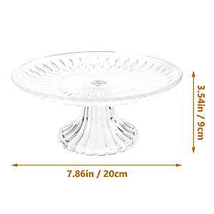DOITOOL 2Pcs Glass Footed Platter Crystal Footed Cake Plate Platter Round Footed Cake Stand Clear Serving Dish Platter for Home Kitchen (Transparent)
