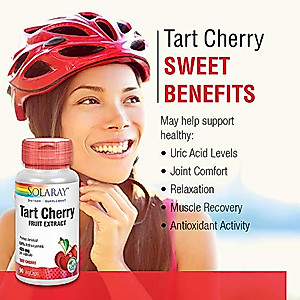 SOLARAY Tart Cherry Fruit Extract 425mg | Supports Healthy Uric Acid Levels w/ Antioxidants & Anthocyanins | Non-GMO & Vegan | 90 VegCaps