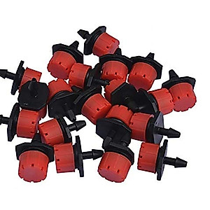 LASSUM 50PCS Adjustable Irrigation Drippers Sprinklers 1/4 Inch Emitters Drip Watering System for Vegetable Gardens, Flower beds, Lawn, Herbs Gardens