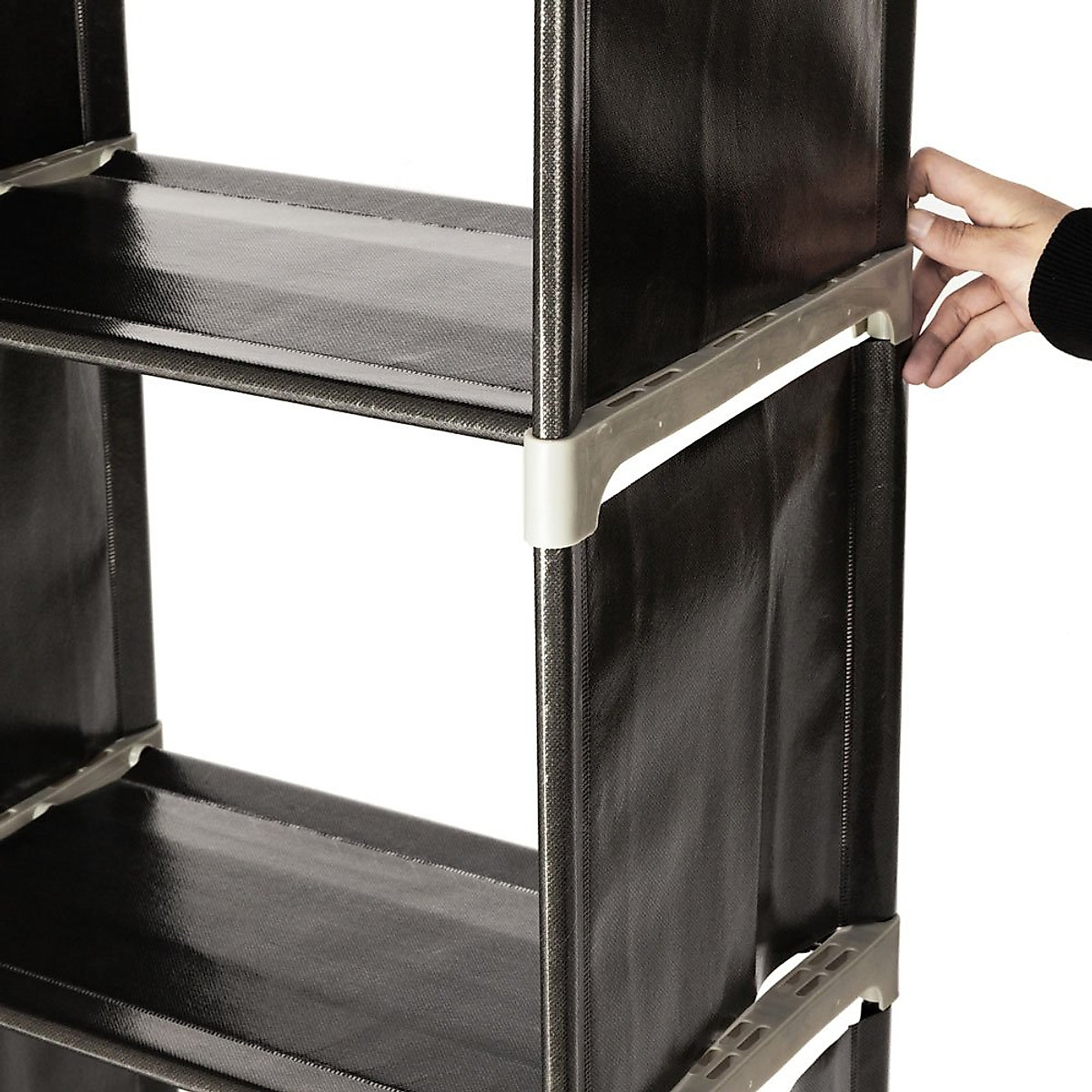 Henf Multifunctional Assembled 3 Tier 9 Compartment Storage Cube Closet System Organizer Shelf 9 Cubes Bookcase Clothes Storage Home Furniture Black (3 Tier 9 Compartment)