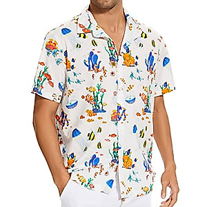 ZAFUL Men's Tropical Hawaiian Print Shirt Short Sleeve Relax Fit Vintage Button Down Shirts
