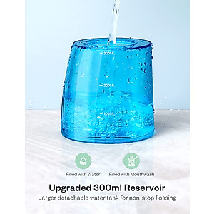 Water Flosser Cordless, Portable Teeth Cleaner with 3 Modes 4 Jets, 300ML Water Tank, IPX7 Waterproof, Powerful Cleaning, Rechargeable Dental Oral Irrigator for Travel Home Braces