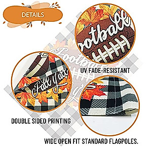 2 Pcs Football Fall Garden Flags 12x18 Double Sided, Burlap Football Farm Truck And Maple Leaves Buffalo Plaid Thanksgiving Garden Flags, Outdoor Yard Decorations for Football Fans Fall Gifts